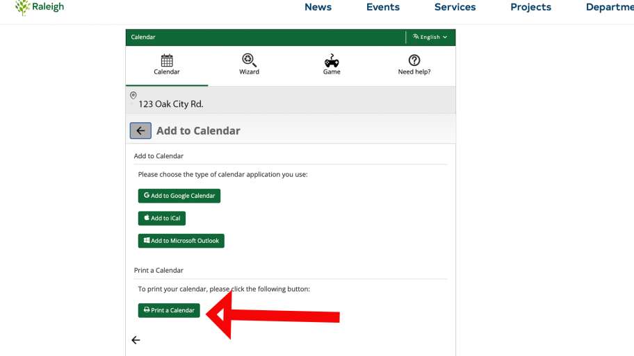 How to Print Your Solid Waste Curbside Collection Calendar | Raleighnc.gov